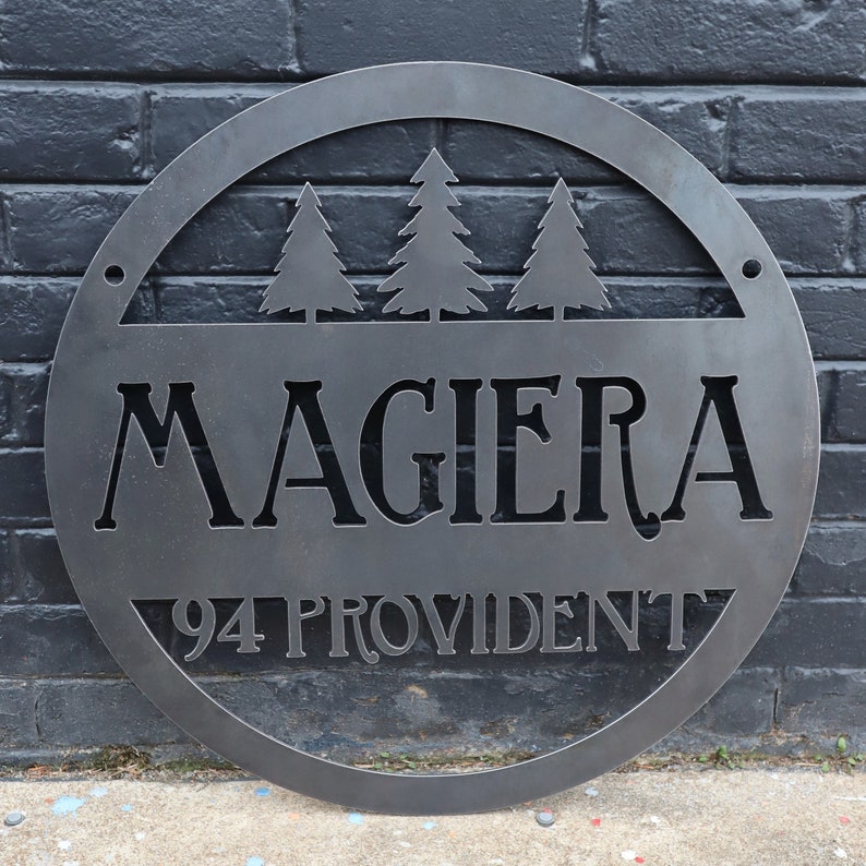 Custom Hanging Metal Outdoor Sign Tree Wall Art | Etsy