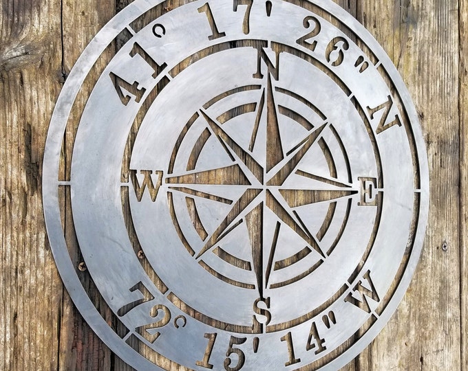Vintage 7.75" Wide Solid Brass Compass Rose Wall Art, Rose of the Winds ...