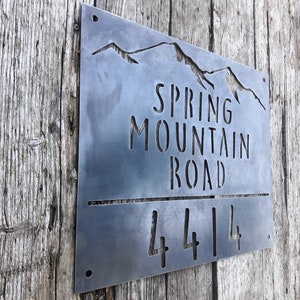 Personalized Mountain Address Metal Sign - Custom Rustic Home Decor ...