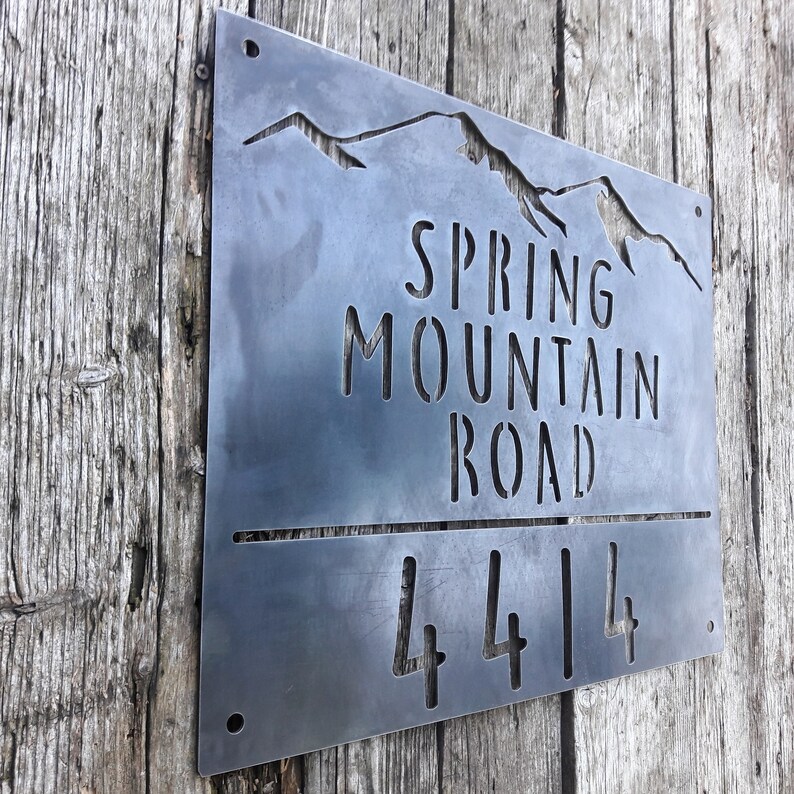 Personalized Mountain Address Metal Sign - Custom Rustic Home Decor - Etsy