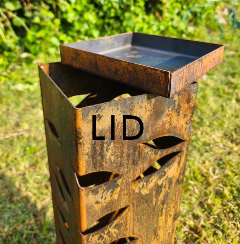 Rusted Steel Garden Column Lid or Planter Top Only - USA Made - Etsy