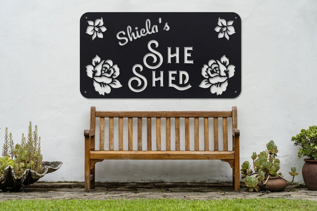 Custom Metal She Shed Sign Personalized She Shed Decor Custom Babe Cave ...