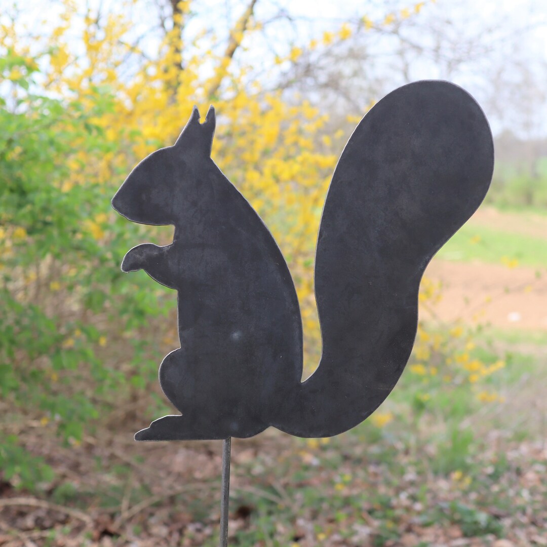 Metal Squirrel Garden Stake | Steel Yard Art Marker, Spring Decor - Etsy