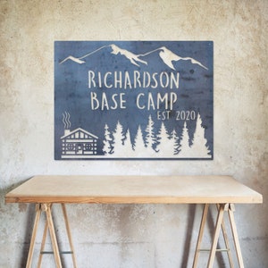 Personalized Rustic Metal Cabin Wilderness Sign - Custom Mountain Wall ...
