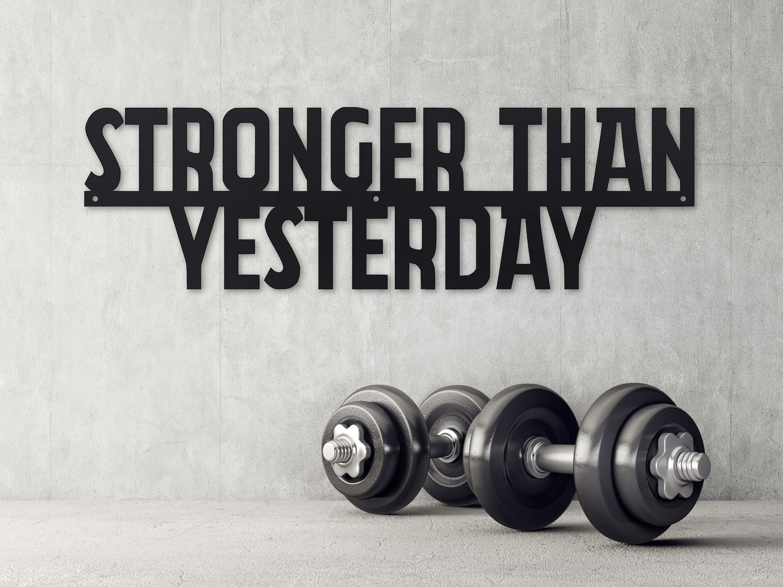 Stronger Than Yesterday Motivational Metal Quote Sign Workout ...