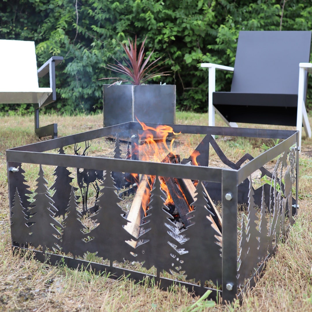 Wilderness Steel Fire Pit - Metal Outdoor Backyard Fire Ring - Nature ...