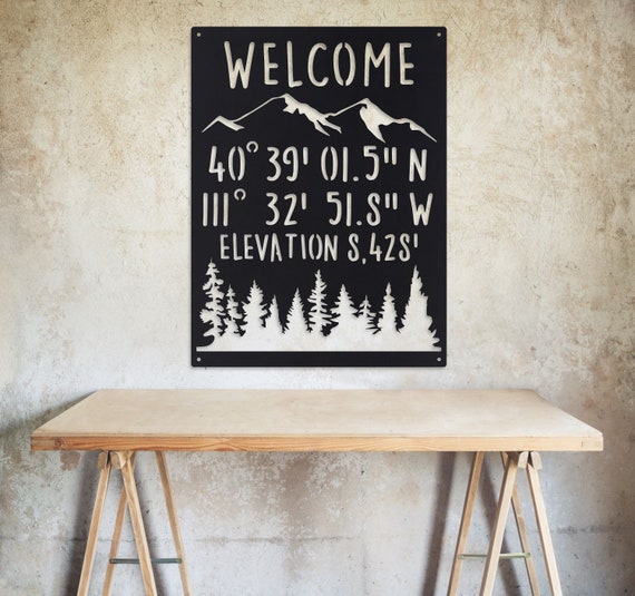 Mountain Coordinates & Elevation Sign Custom Coordinates - Etsy