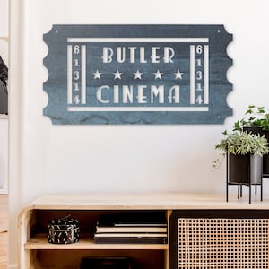 Personalized Movie Ticket Metal Sign Custom Home Theater - Etsy