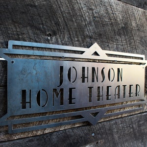 Custom Metal Home Theater Marquee Sign Personalized Name Sign Art Deco ...