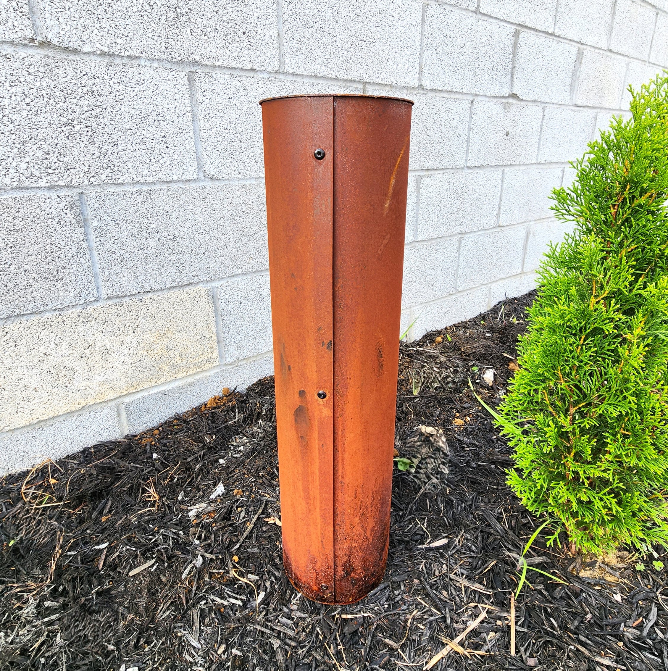 Rusted Steel Round Garden Column - Modern Outdoor Decor - Etsy