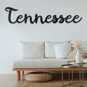 Tennessee Sign Metal - Cursive Word Wall Decor - Volunteer State Art ...