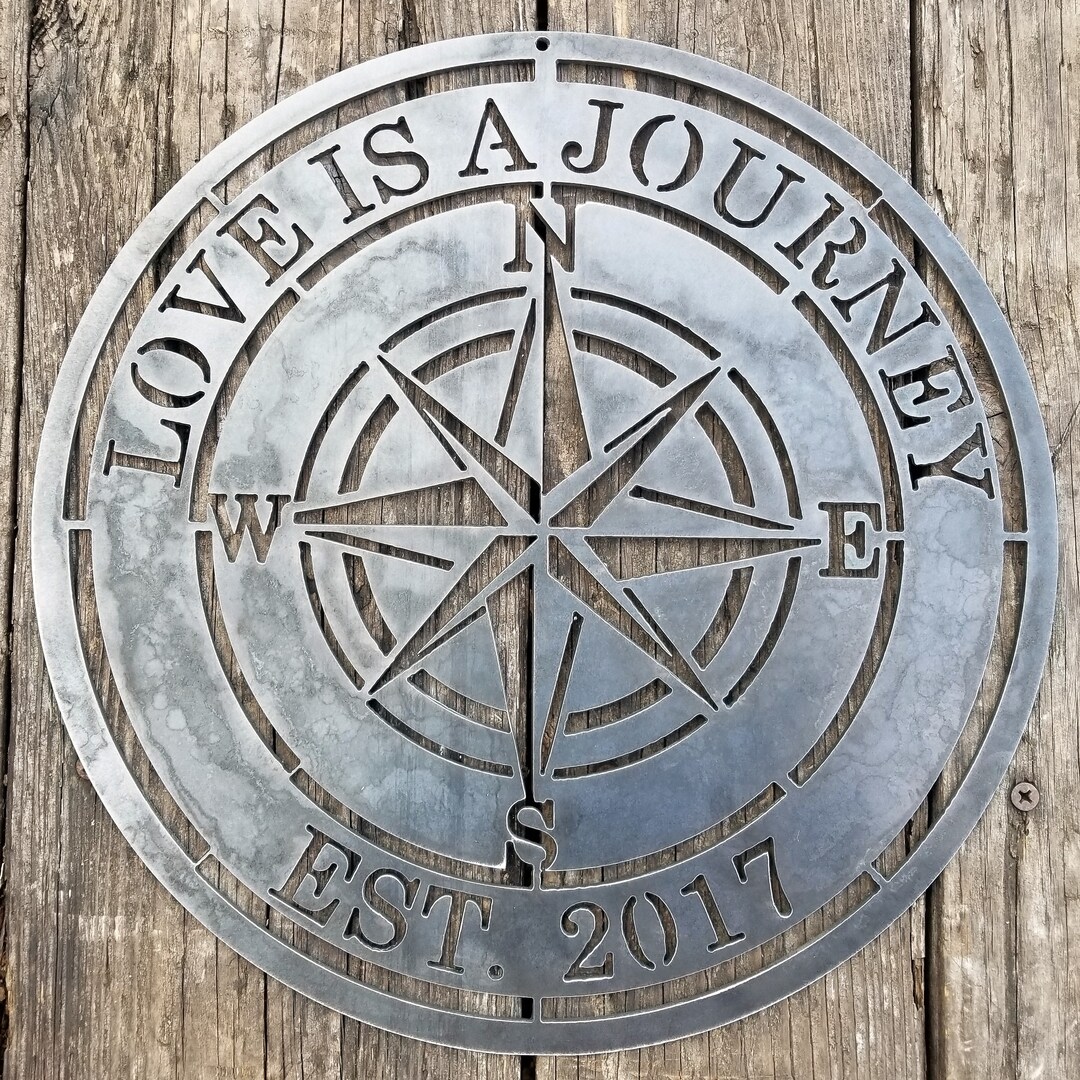 Personalized Compass Rose Metal Sign - Personalized Wedding Gift ...