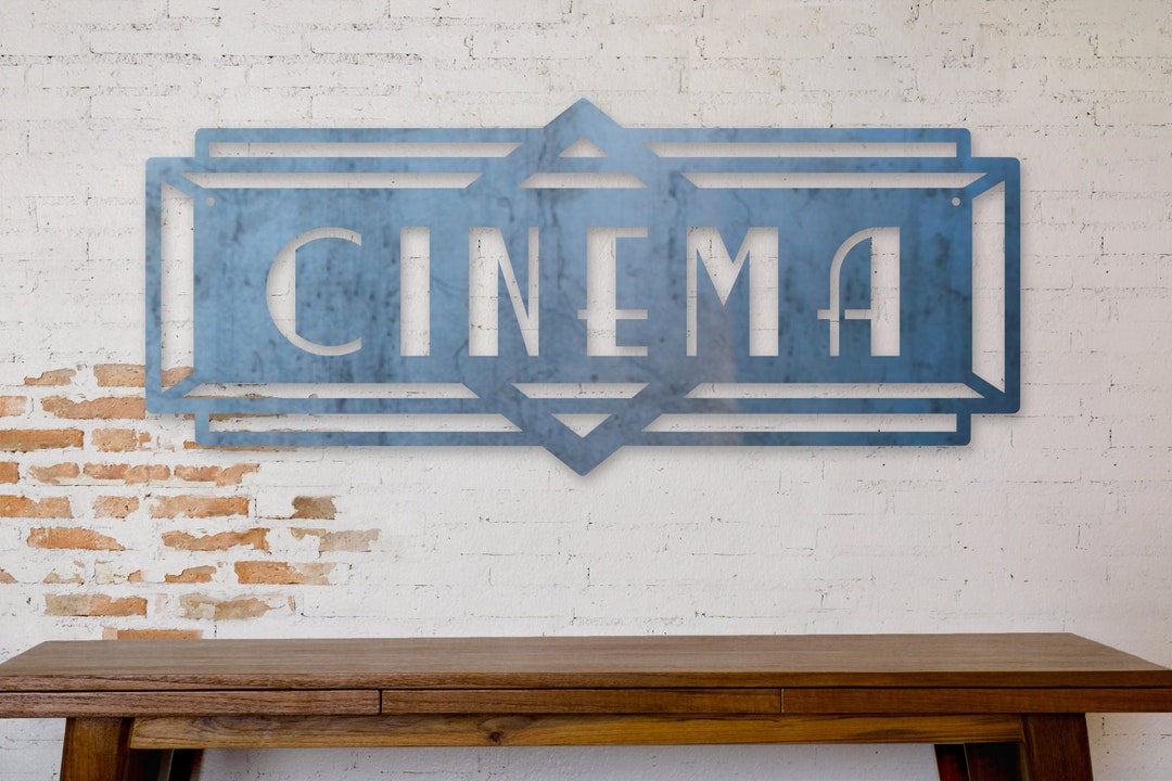 Metal Art Deco Cinema Movie Marquee Sign - Vintage Decor - Retro Home ...
