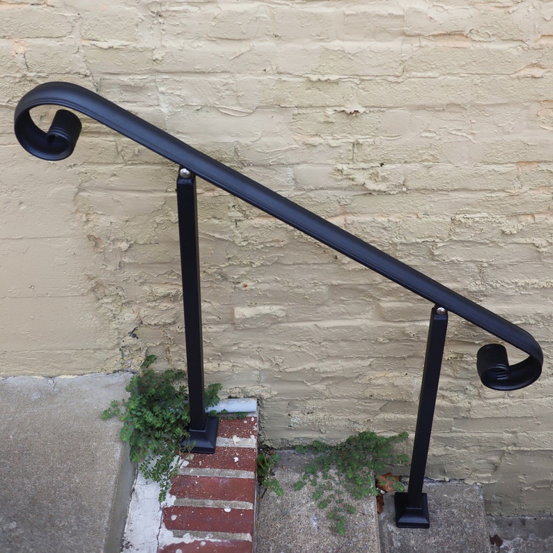 Decorative Scroll Handrail for 3 to 5 Steps - Adjustable Stair Railing ...