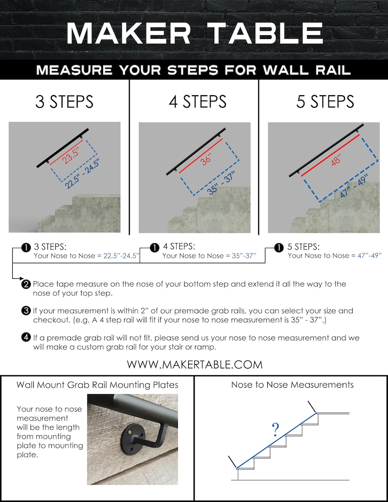 Metal Handrail With Curved Returns - ADA Compliant Wall Mount Grab Rail ...