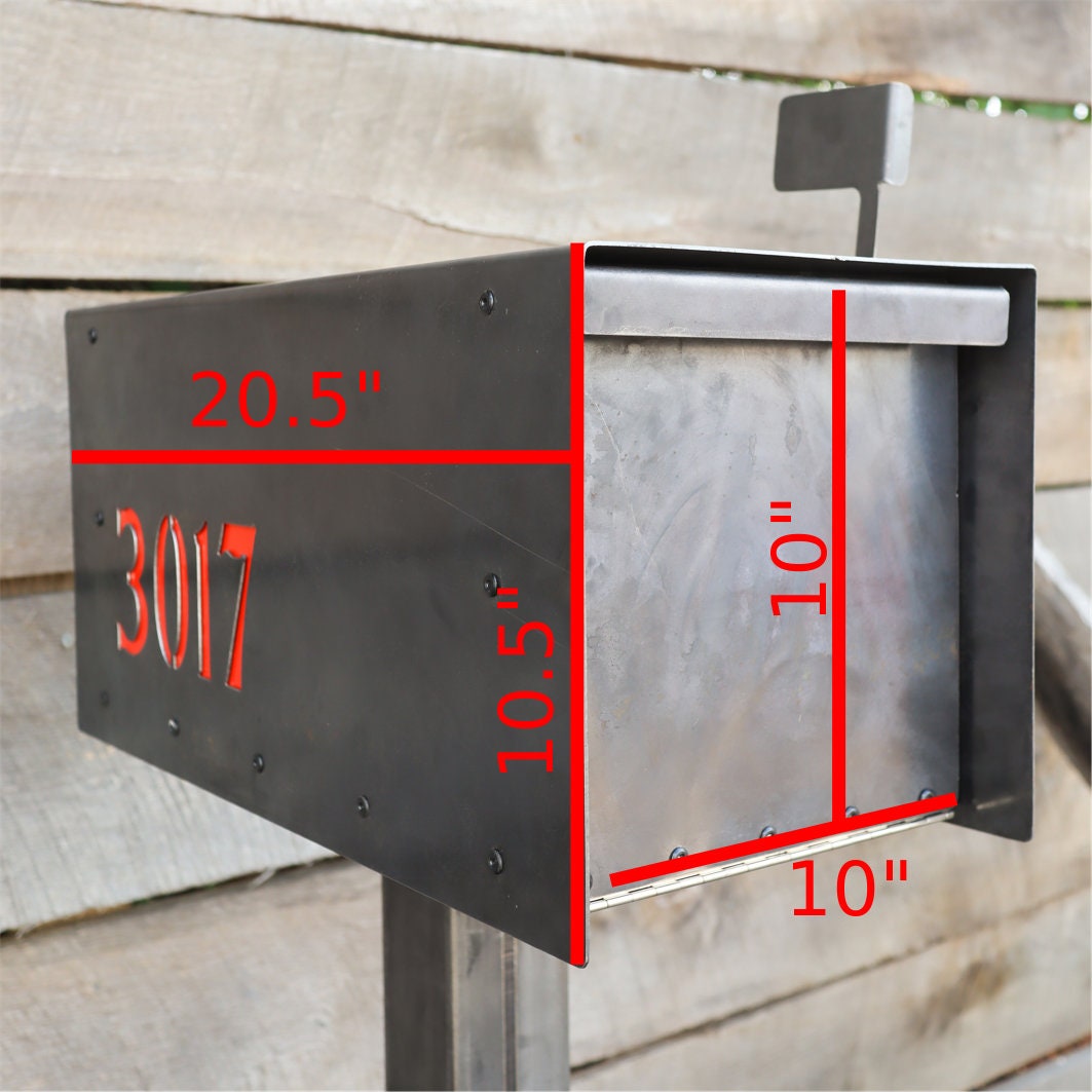 Custom Steel Mailbox - Metal Address Mail Box With Personalized Numbers ...