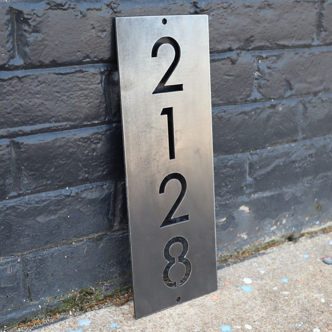 Metal House Address Sign - Vertical Home Address - Custom House Numbers ...