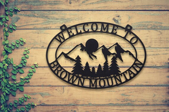Custom Metal Mountain Sunrise Sign Outdoor Hanging Sign - Etsy