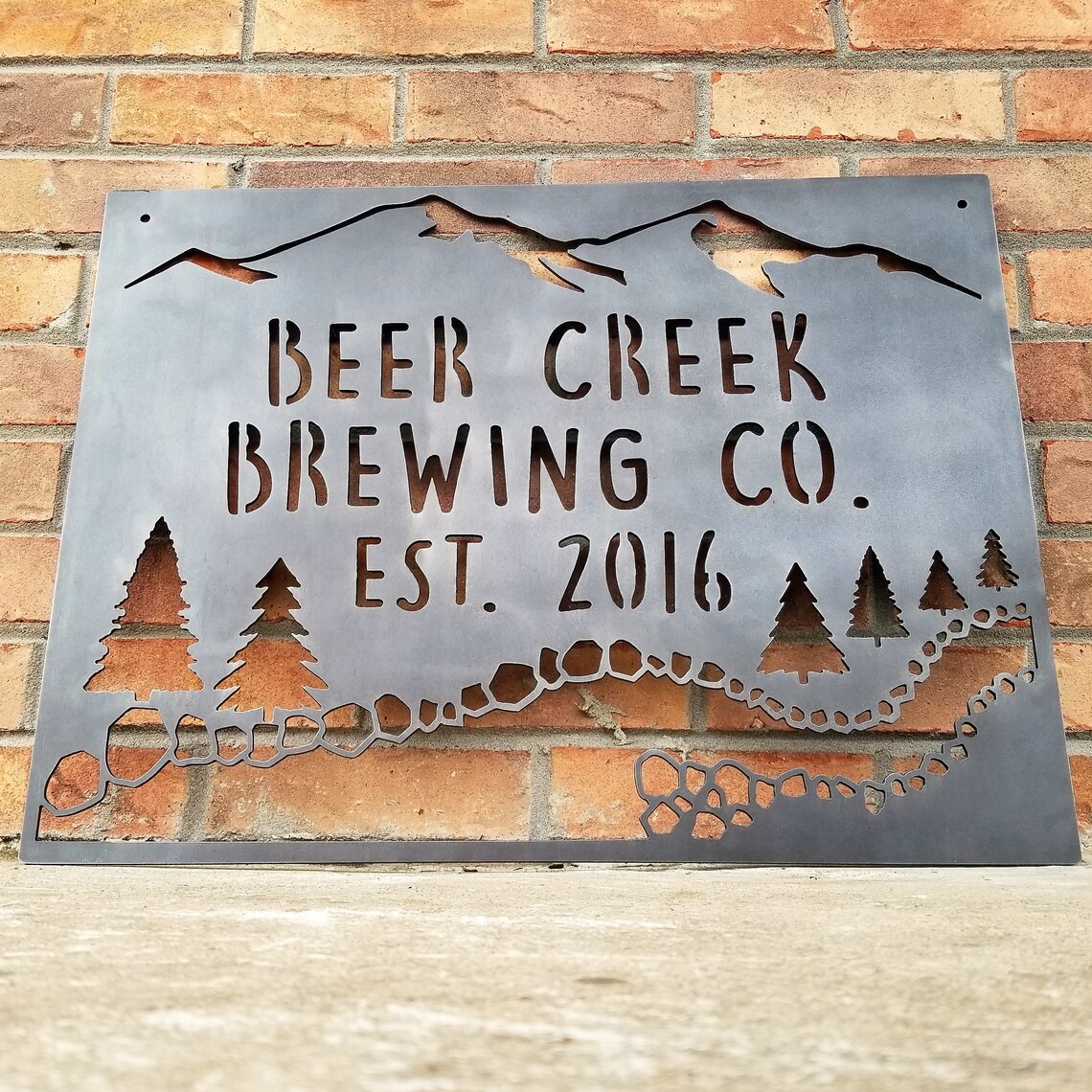 Rustic Mountain Creek Sign - Custom Metal Sign - Pine Trees - Cabin ...