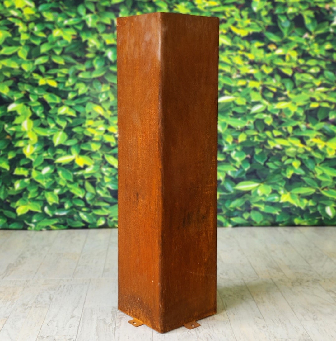 Rusted Steel Garden Column – Modern Landscape Decor, Utility Cover - Etsy