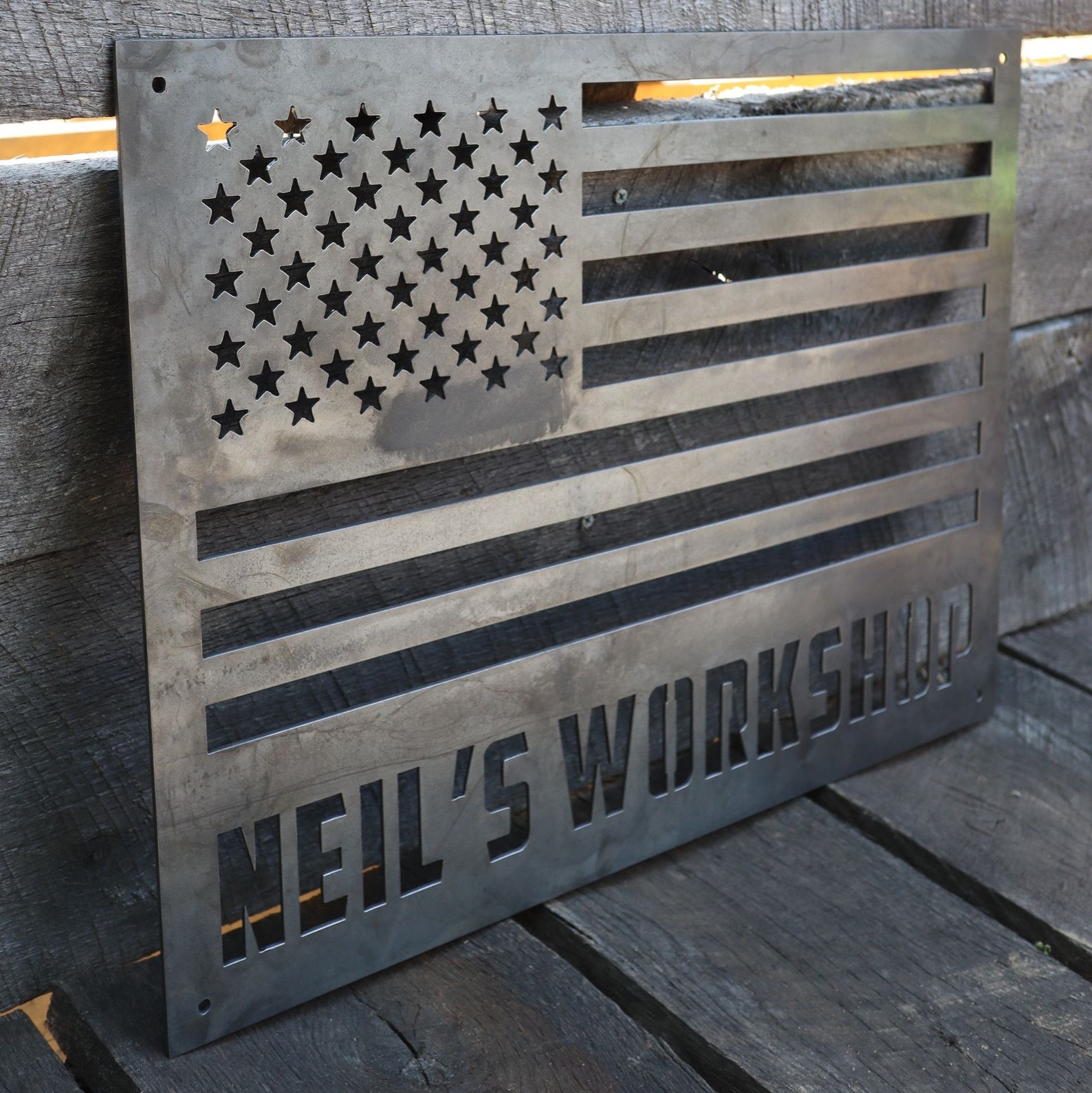 Rustic American Flag Personalized Metal Sign 4th of July | Etsy