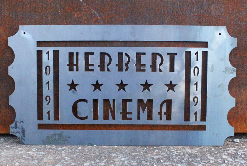Personalized Movie Ticket Metal Sign - Custom Home Theater Sign ...