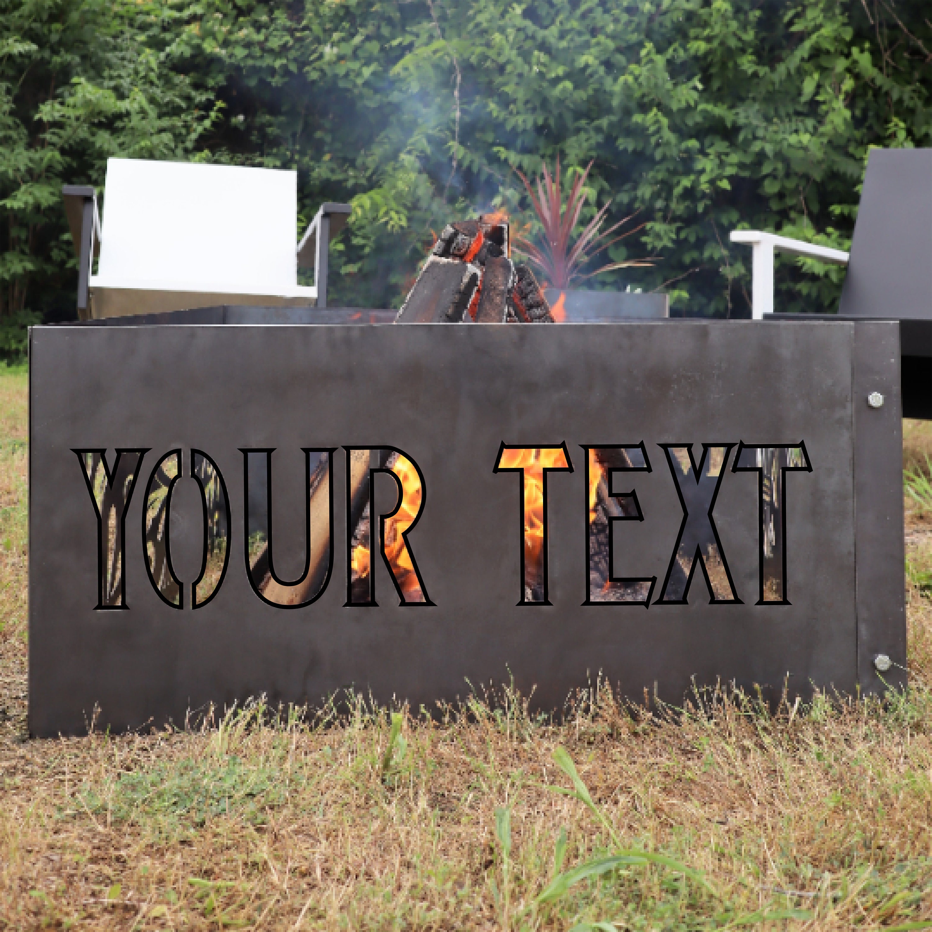 Custom Text Steel Fire Pit Metal Outdoor Backyard Fire Ring | Etsy