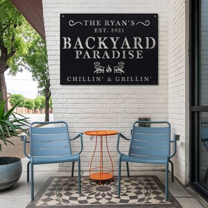 Backyard Paradise Metal Sign - Custom Backyard Sign - Personalized Home ...