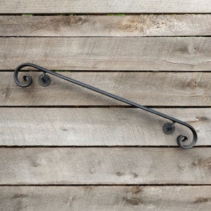 Custom Length Metal Handrail With Scroll End - Wall Mount Grab Rail ...