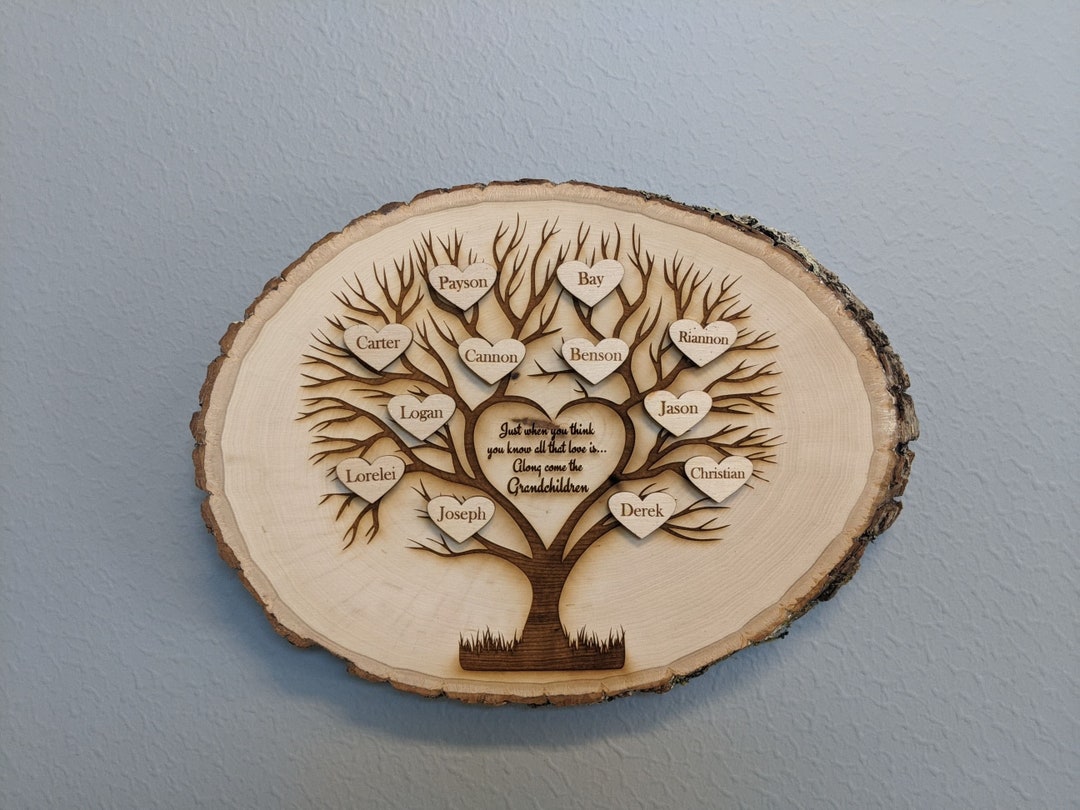 Personalized Grandchildren Tree – Custom Laser-engraved Wood Plaque - Etsy