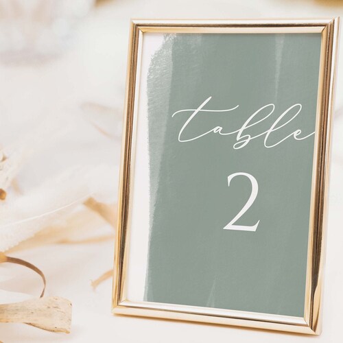 Sage Green Wedding Table Numbers Template Printable Green - Etsy