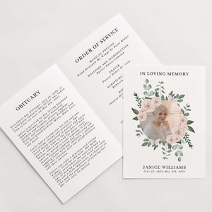 In Loving Memory Memorial Program for Funeral Service, Funeral Obituary ...