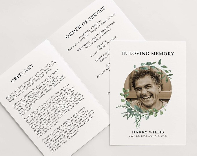 In Loving Memory Memorial Program for Funeral Service, Funeral Obituary ...