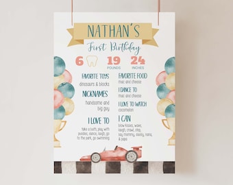 Car Milestone Poster Printable Vintage Race Car First - Etsy