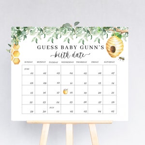 Bumblebee Due Date Calendar Game, Due Date Prediction Shower Game, Due ...