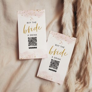 Bachelorette Venmo QR Card, Buy the Bride a Drink, QR Code for Cash App ...