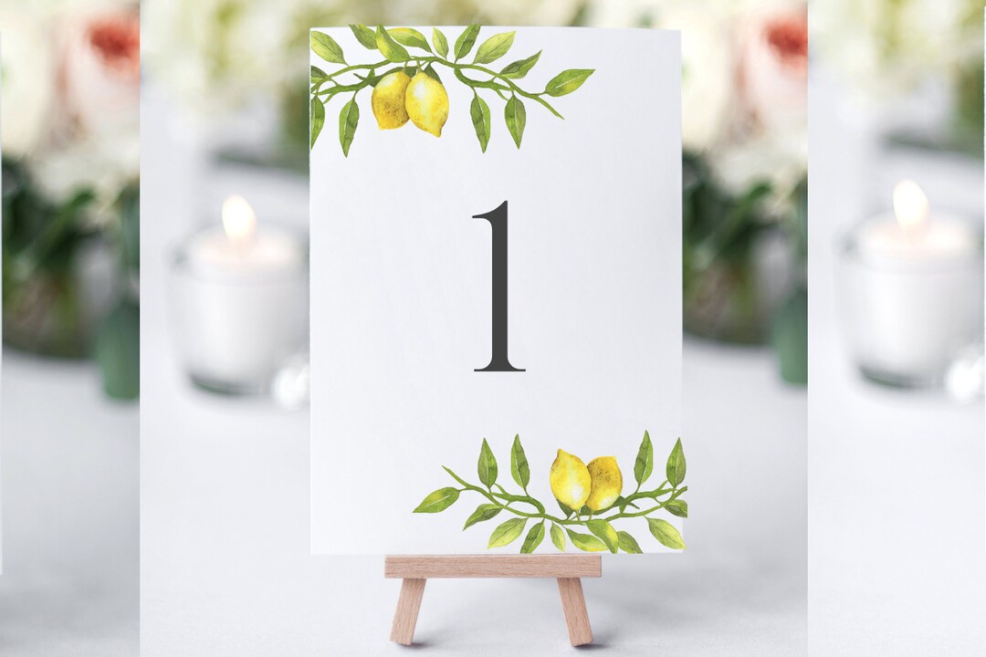 Lemon Table Numbers, Citrus Table Numbers Template, Printable Numbers ...