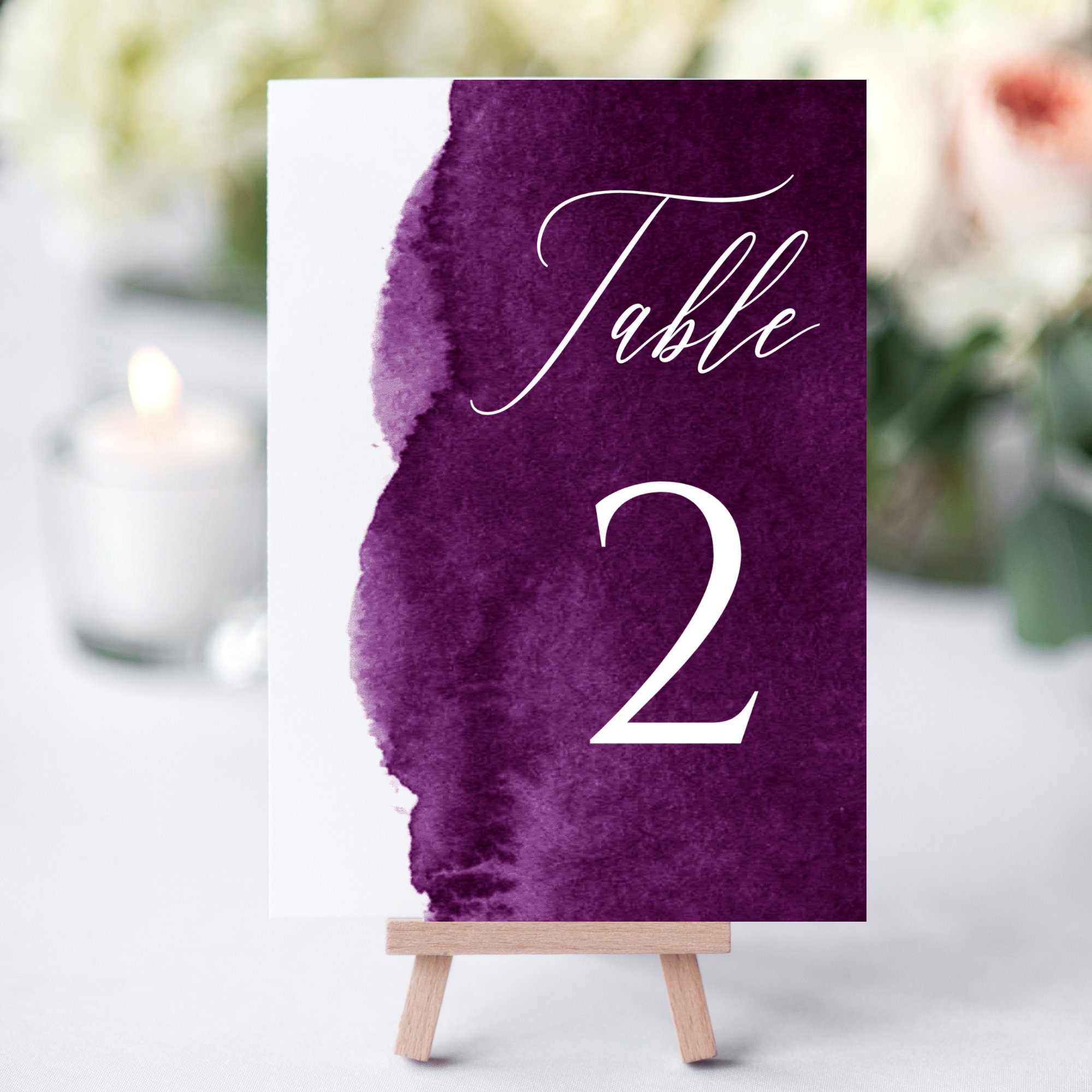 Plum Watercolor Printable Table Numbers Editable Table - Etsy Canada