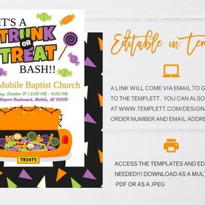 EDITABLE Trunk or Treat Flyer, Halloween Parade, Trunk or Treat Flyer ...
