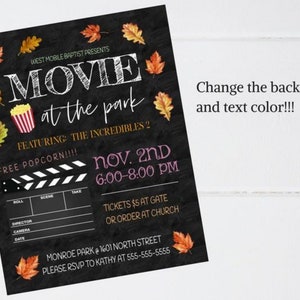Family Movie Night Flyer, Drive in Movie Editable Template, Instant ...