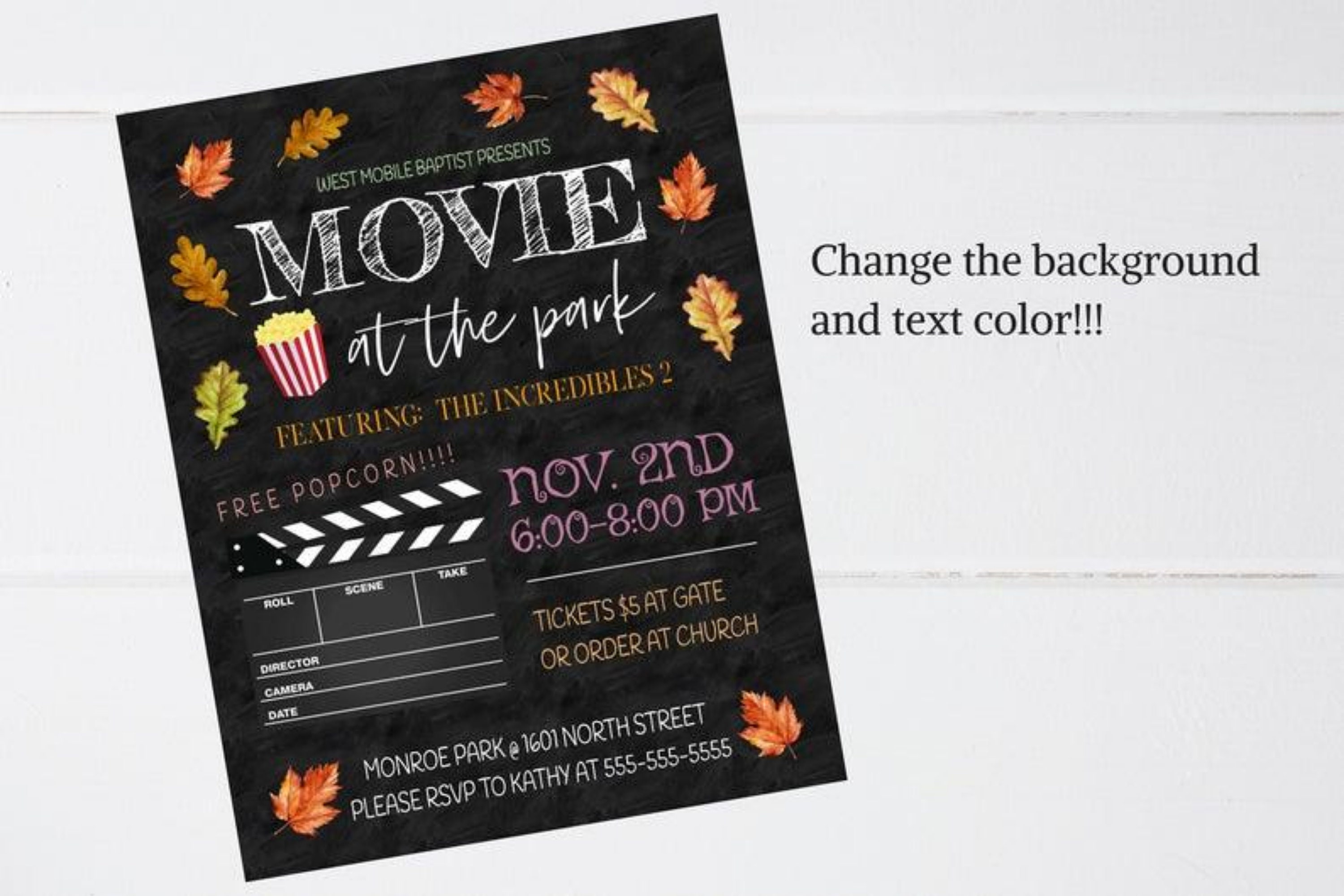 Family Movie Night Flyer Drive in Movie Editable Template | Etsy
