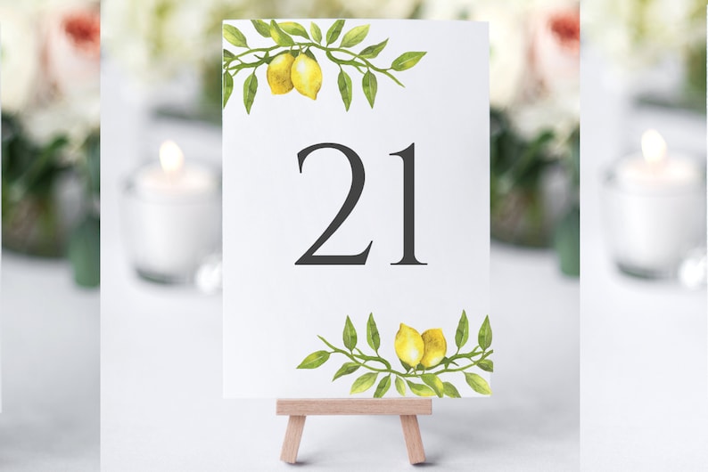 Lemon Table Numbers Citrus Table Numbers Template Printable | Etsy