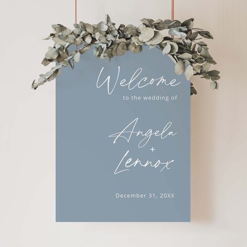 Dusty Blue Welcome Sign for Wedding Light Blue Printable - Etsy