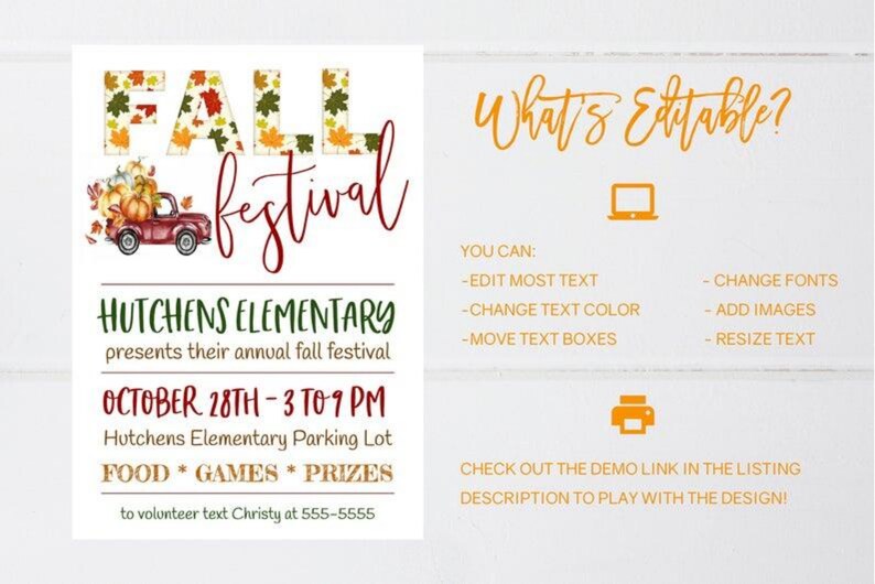 EDITABLE Fall Festival Flyer Fall Festival Flyer Template | Etsy