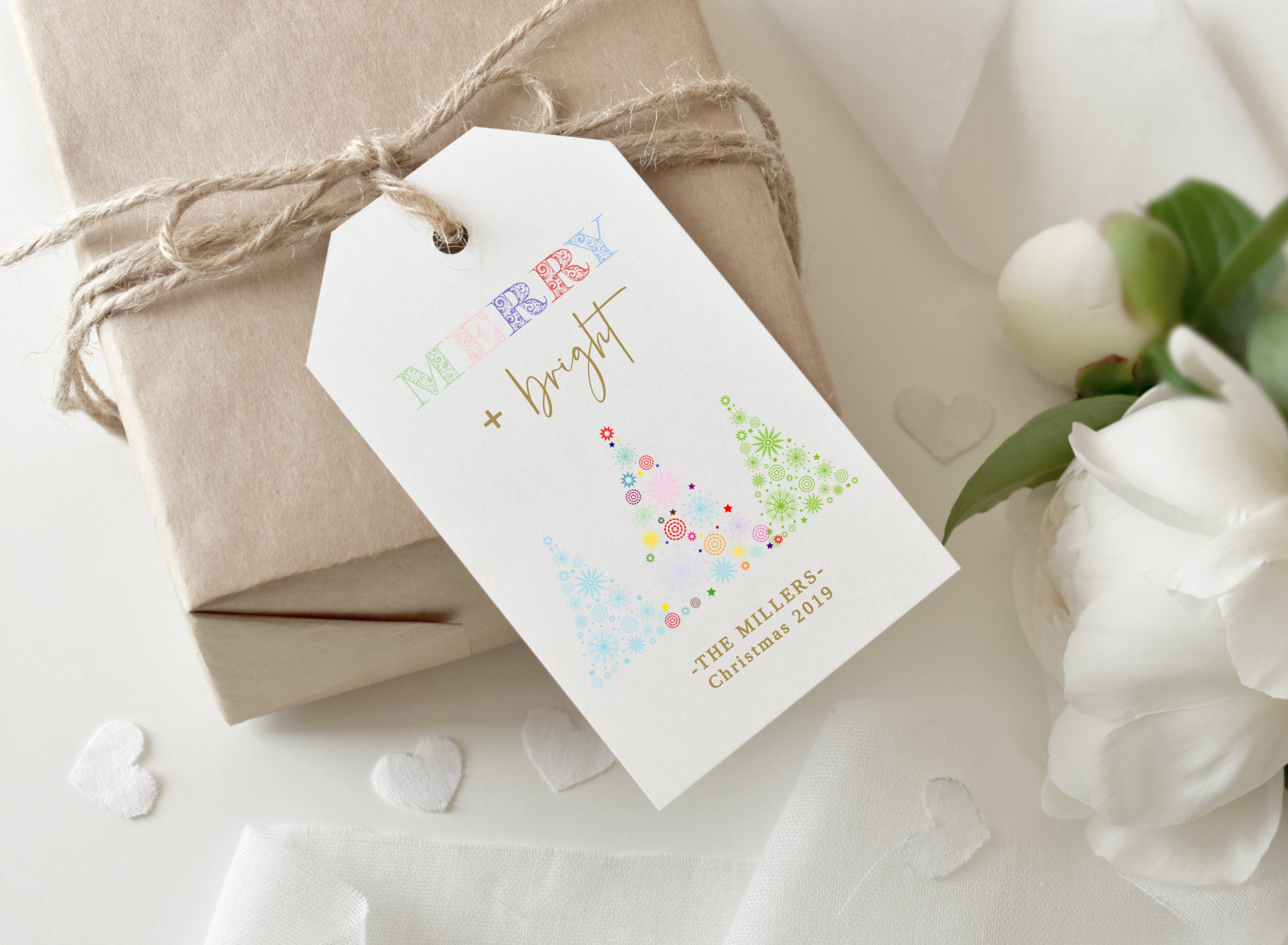 Marry and Bright Gift Tag Template Festive Bright Christmas - Etsy