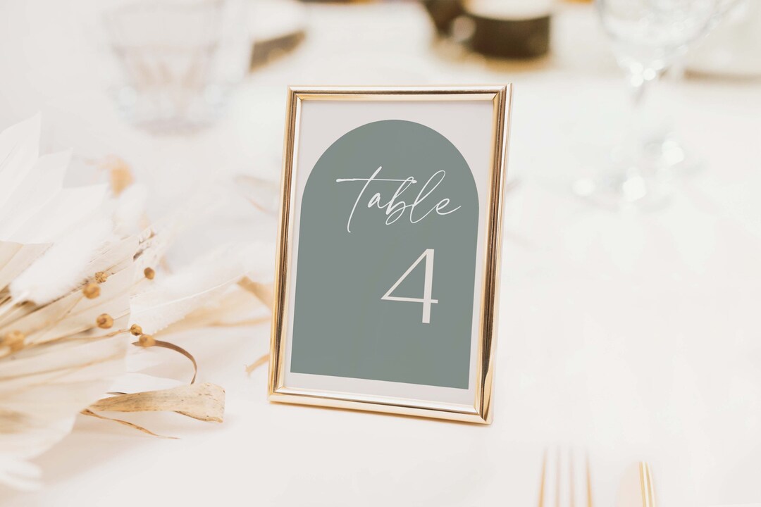 Arched Sage Table Numbers, Table Number Cards, Table Numbers for ...