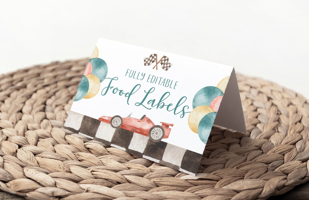 Fast One 1st Birthday Food Labels, Boy Birthday Racing Food Tags, 1st ...