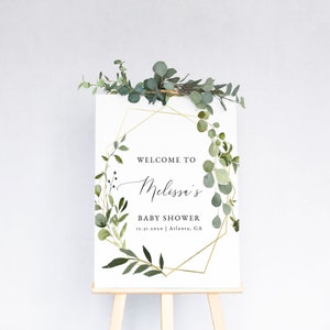 Eucalyptus Greenery Baby Shower Welcome Sign, Bohemian Printable ...