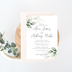 Virtual Bohemian Wedding Invitation, Digital Text Long Distance Party ...