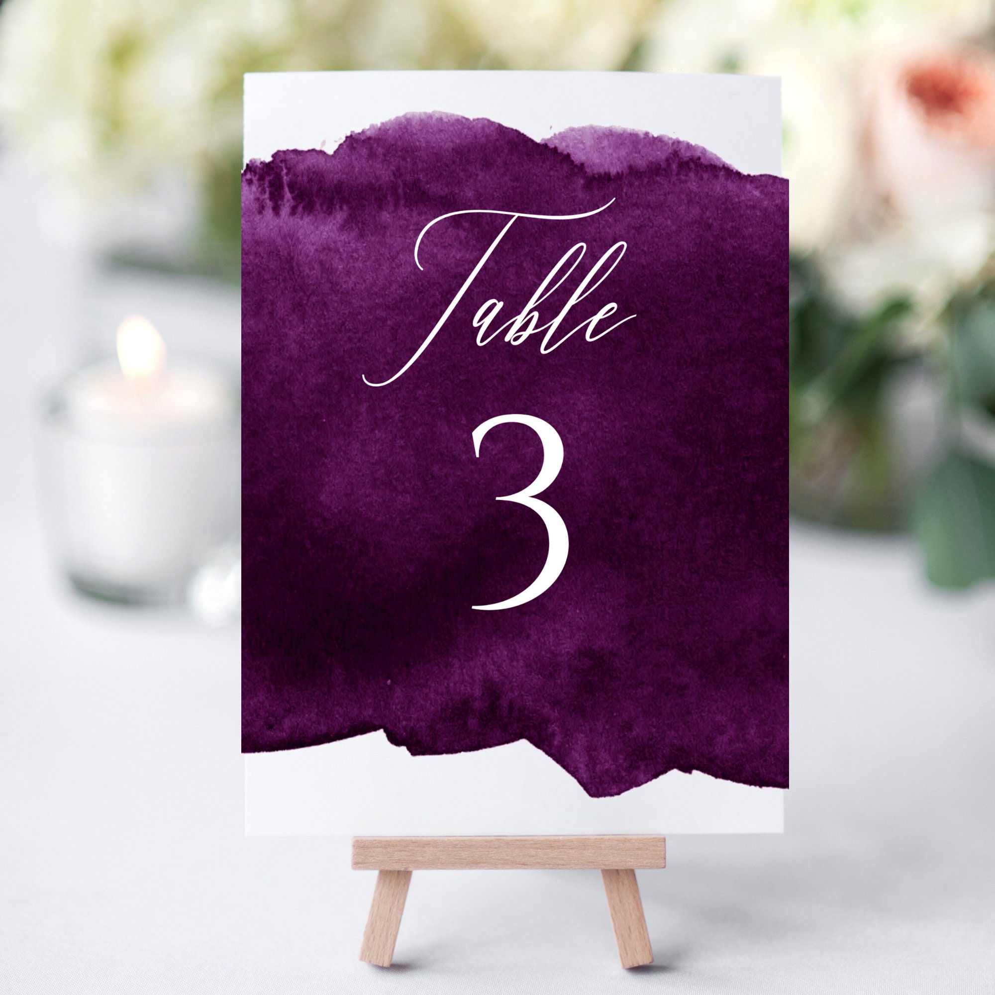 Plum Watercolor Printable Table Numbers Editable Table - Etsy Canada